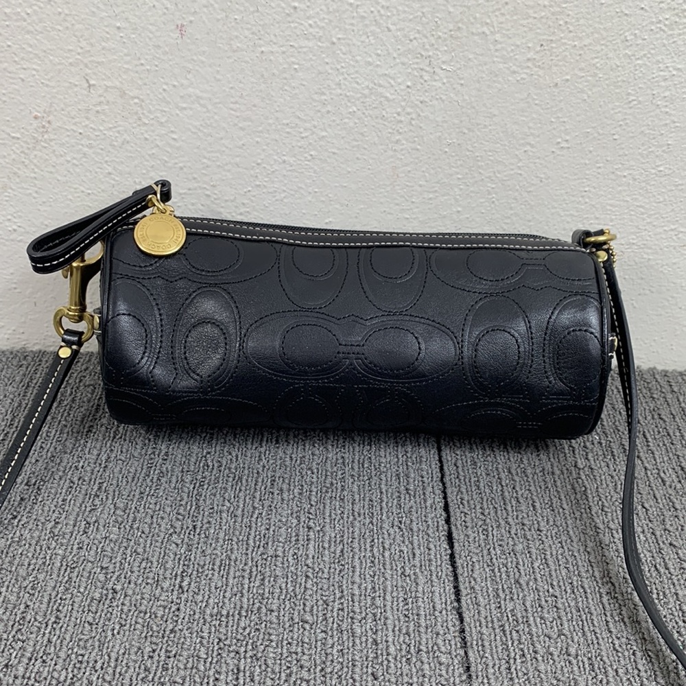 Coach Barrel Crossbody Bag Womens Mini Black Leather … - Gem
